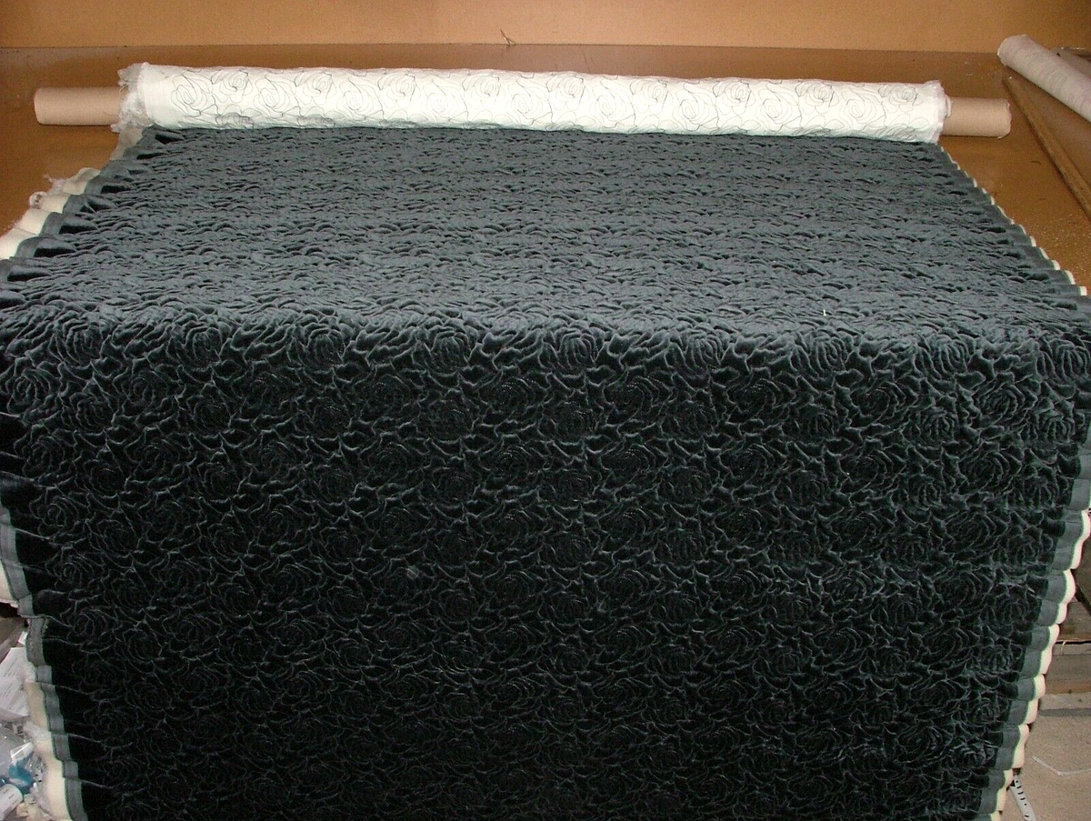 2.2 Metre Romo Roses Indigo Quilted Velvet Fabric Upholstery Cushion R ...